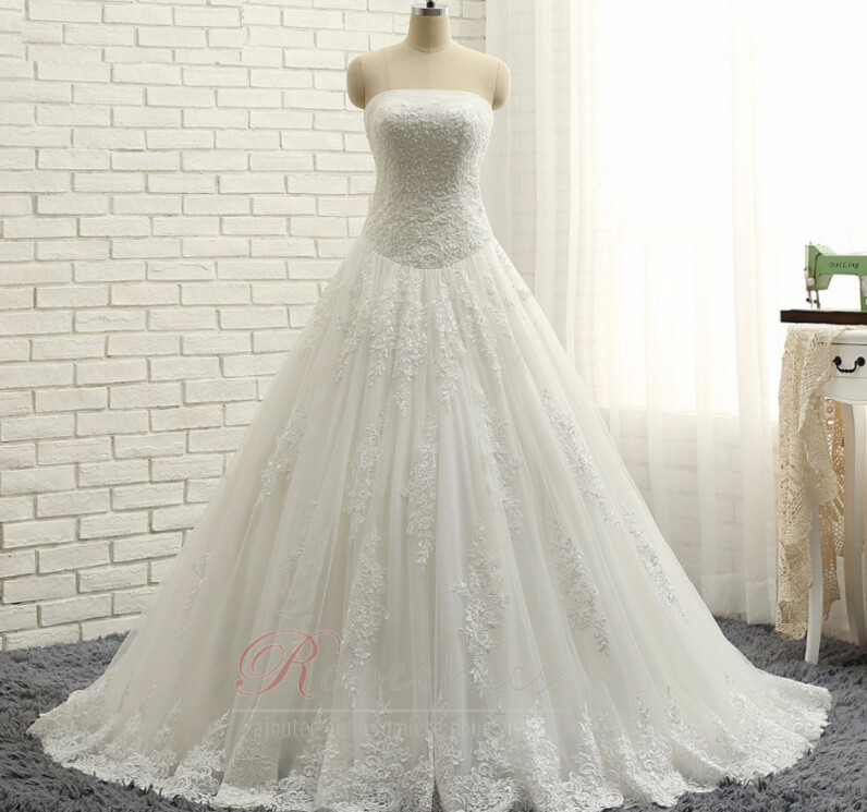 Robe de mariée Été Lacet Cérémonial Tissu Dentelle Plage Pomme - RobeChics