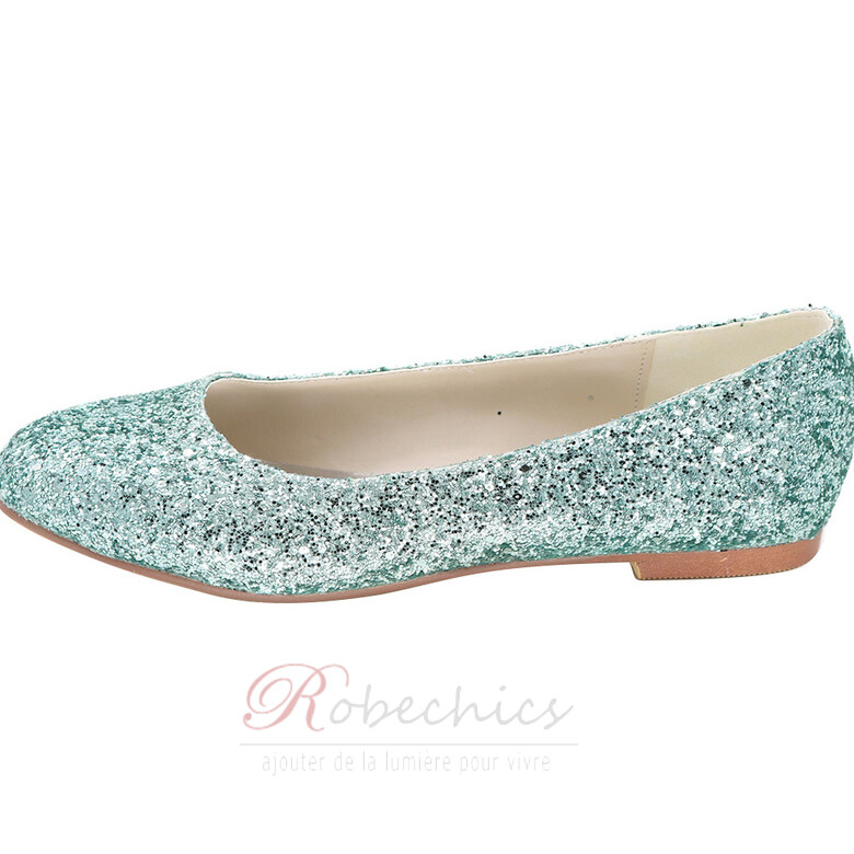 Sequin chaussures plates pour femmes chaussures de mariage en argent ...