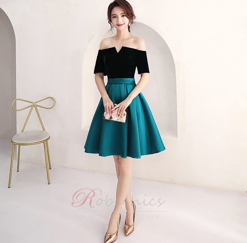 Robe de Cocktail Glamour Naturel taille Manquant Lacet Épaule Dégagée ...