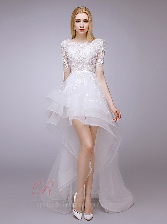 Robe de mariée Asymétrique Col Bateau Gradins Lacet Naturel taille ...