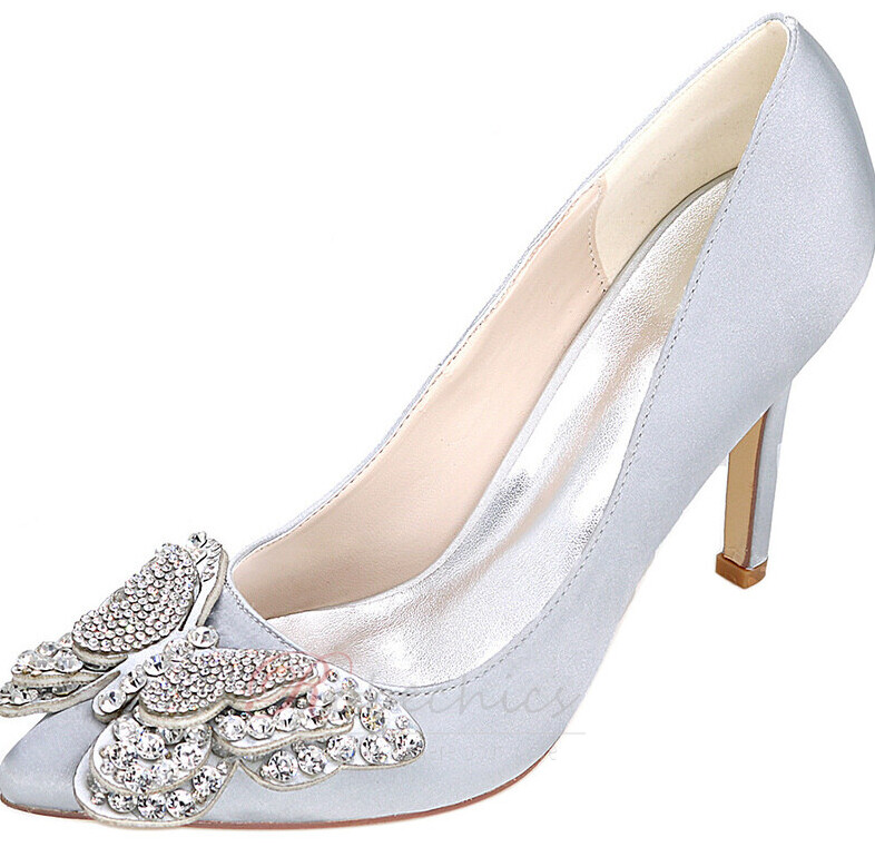 Chaussures de mariée en satin strass chaussures de mariage blanches ...
